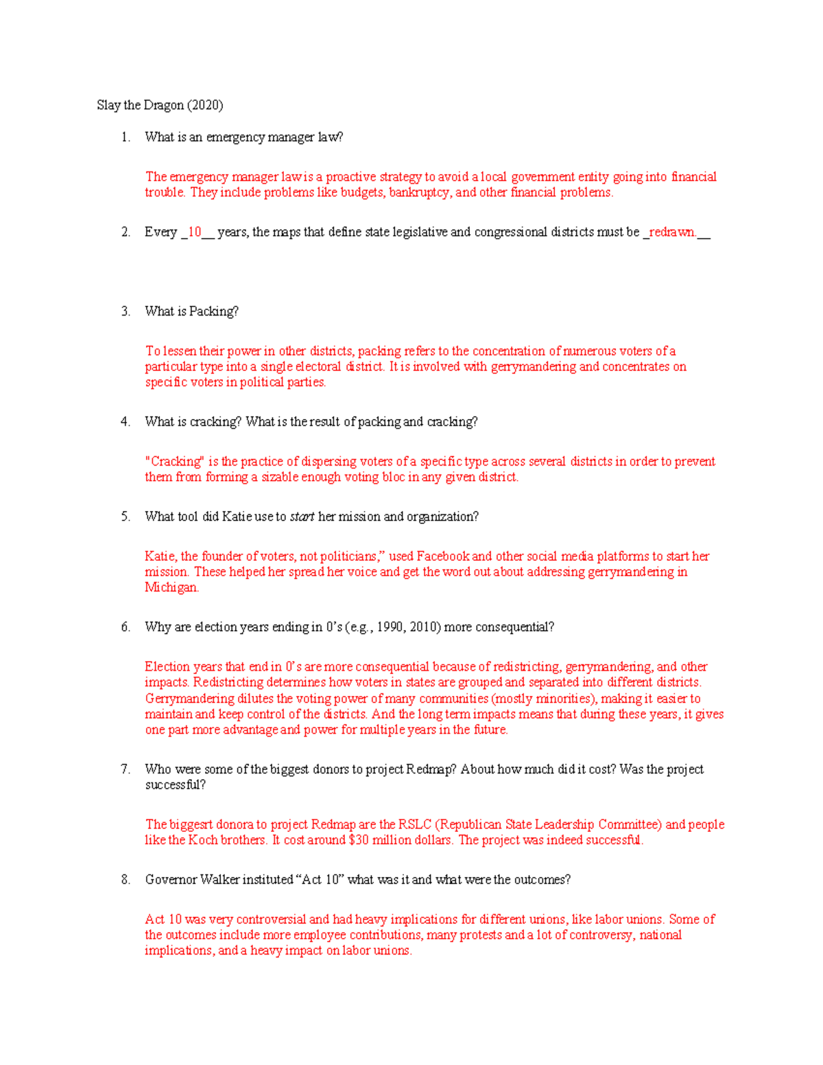 Slay the Dragon Worksheet: Understanding Gerrymandering and Elections ...