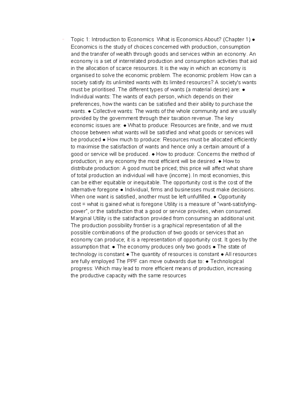 ECO101: Chapter 1 - Introduction to Economics and Key Concepts - Studocu