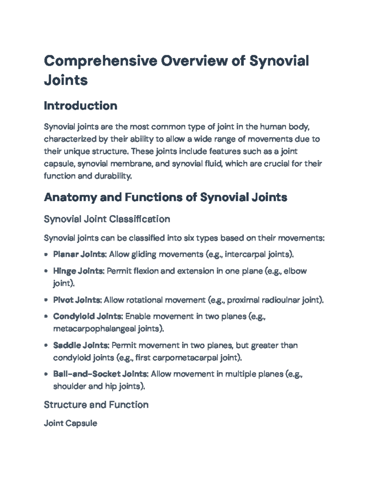 Comprehensive Guide to Synovial Joints: Anatomy and Function ...