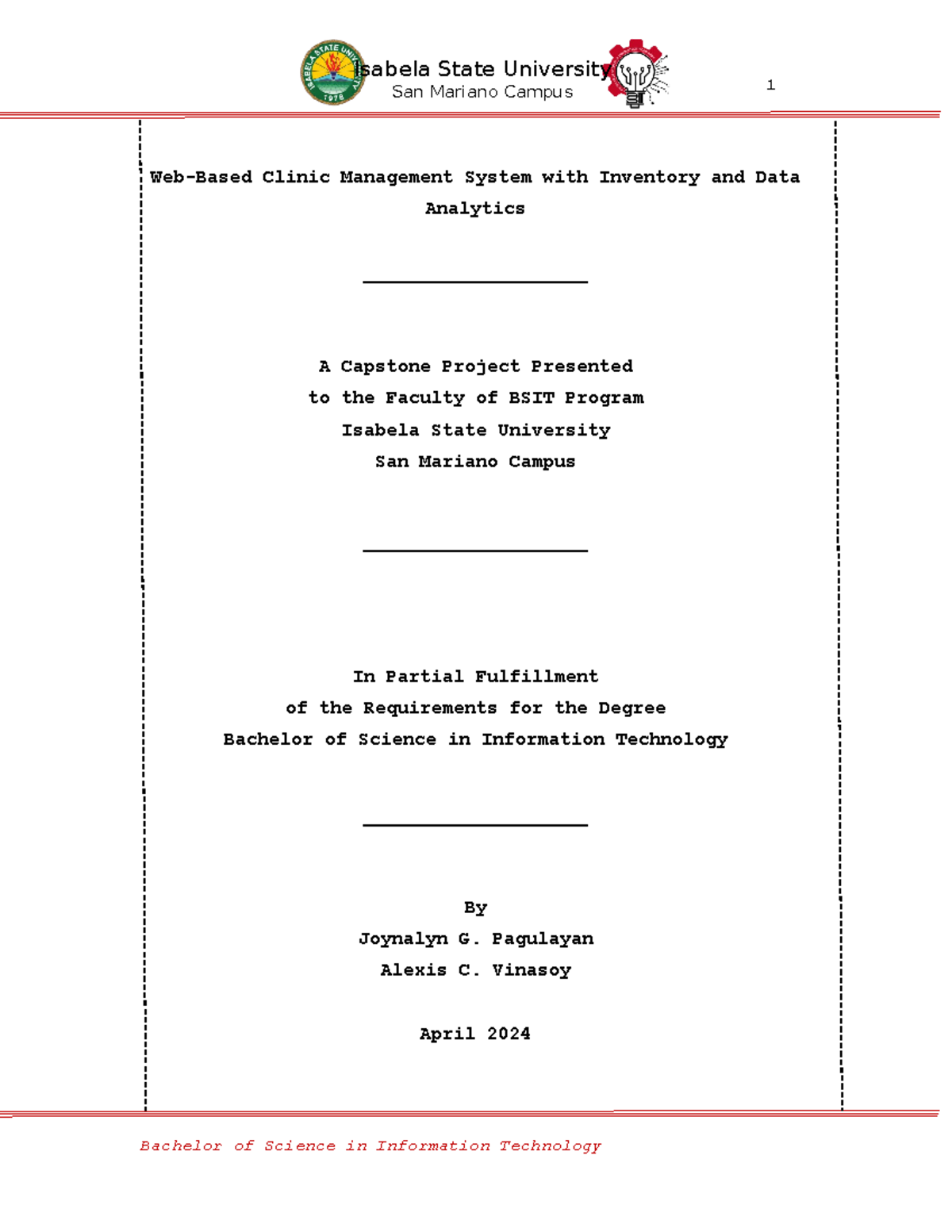 Web-Based Clinic Management System Project (BSIT Capstone) - Studocu