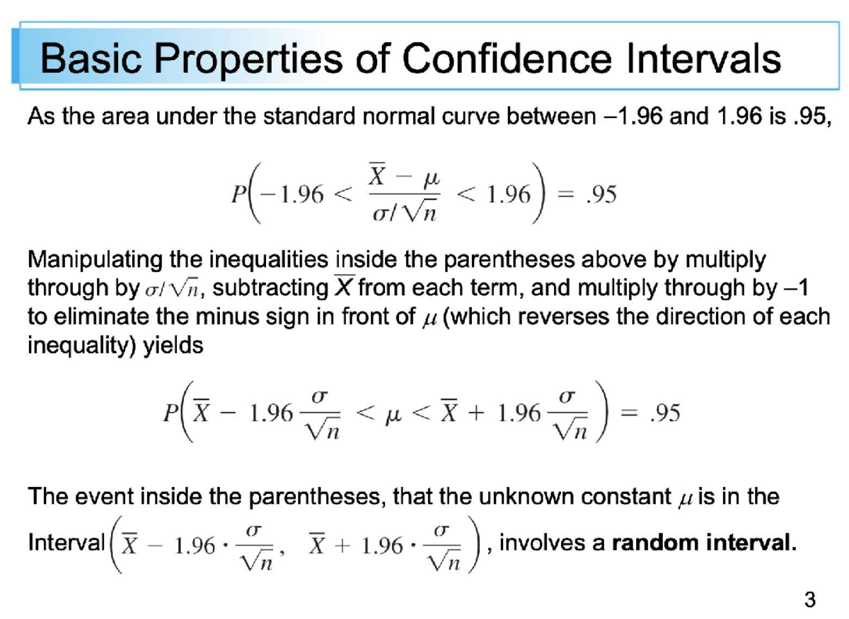 Stats 1 - Basic Properties of Confidence Intervals - Studocu