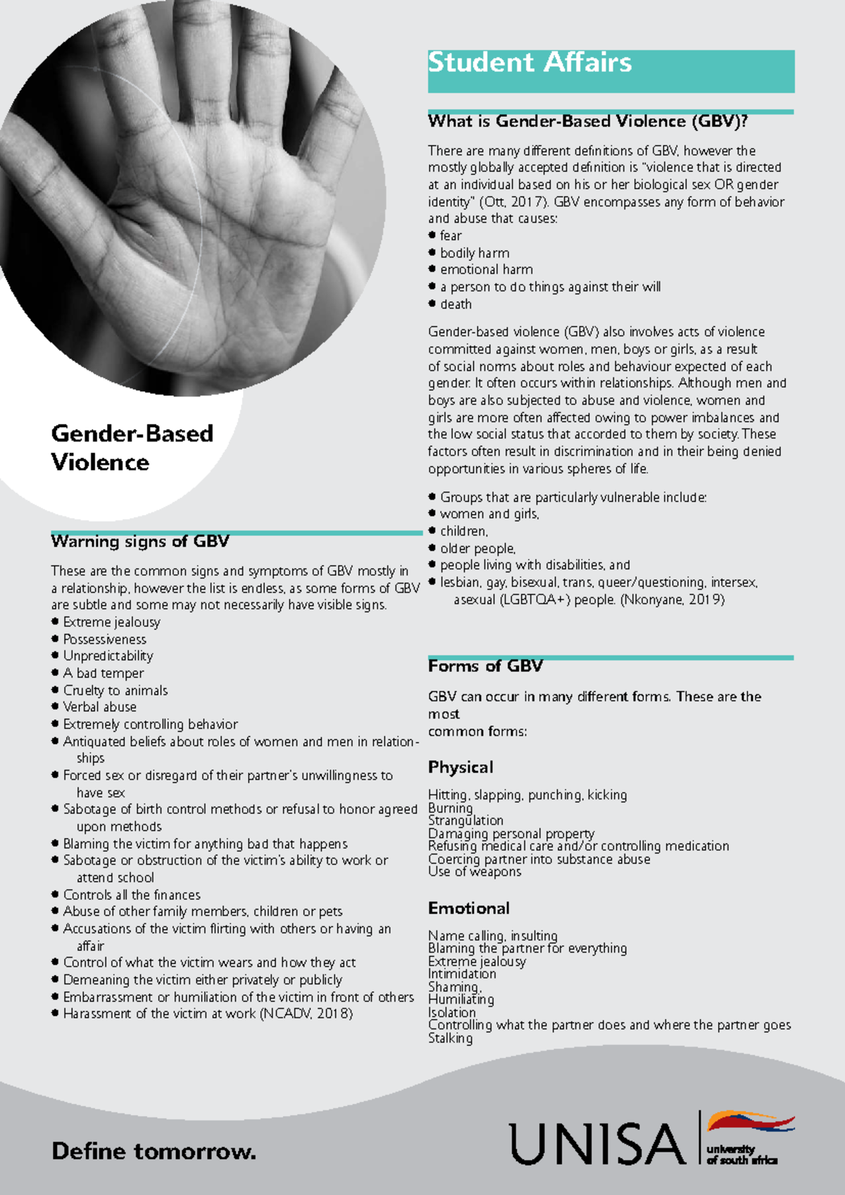 GBV - Understanding Gender-Based Violence: Definitions & Forms - Studocu