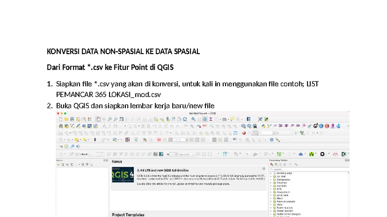 KONVERSI DATA NON SPASIAL KE SPASIAL DI QGIS: LANGKAH-LANGKAH - Studocu