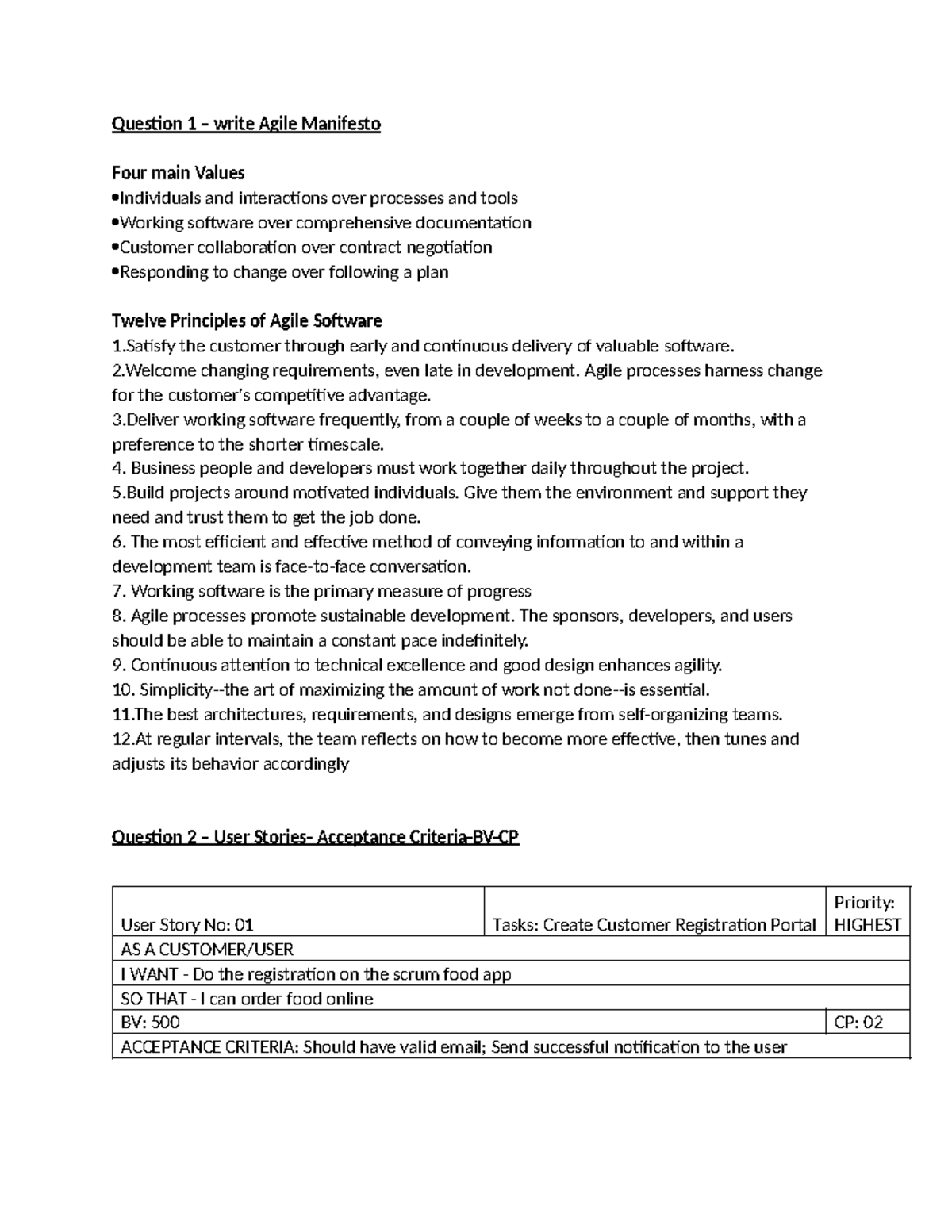 Agile Manifesto & User Stories - Capstone Project 3 Analysis - Studocu