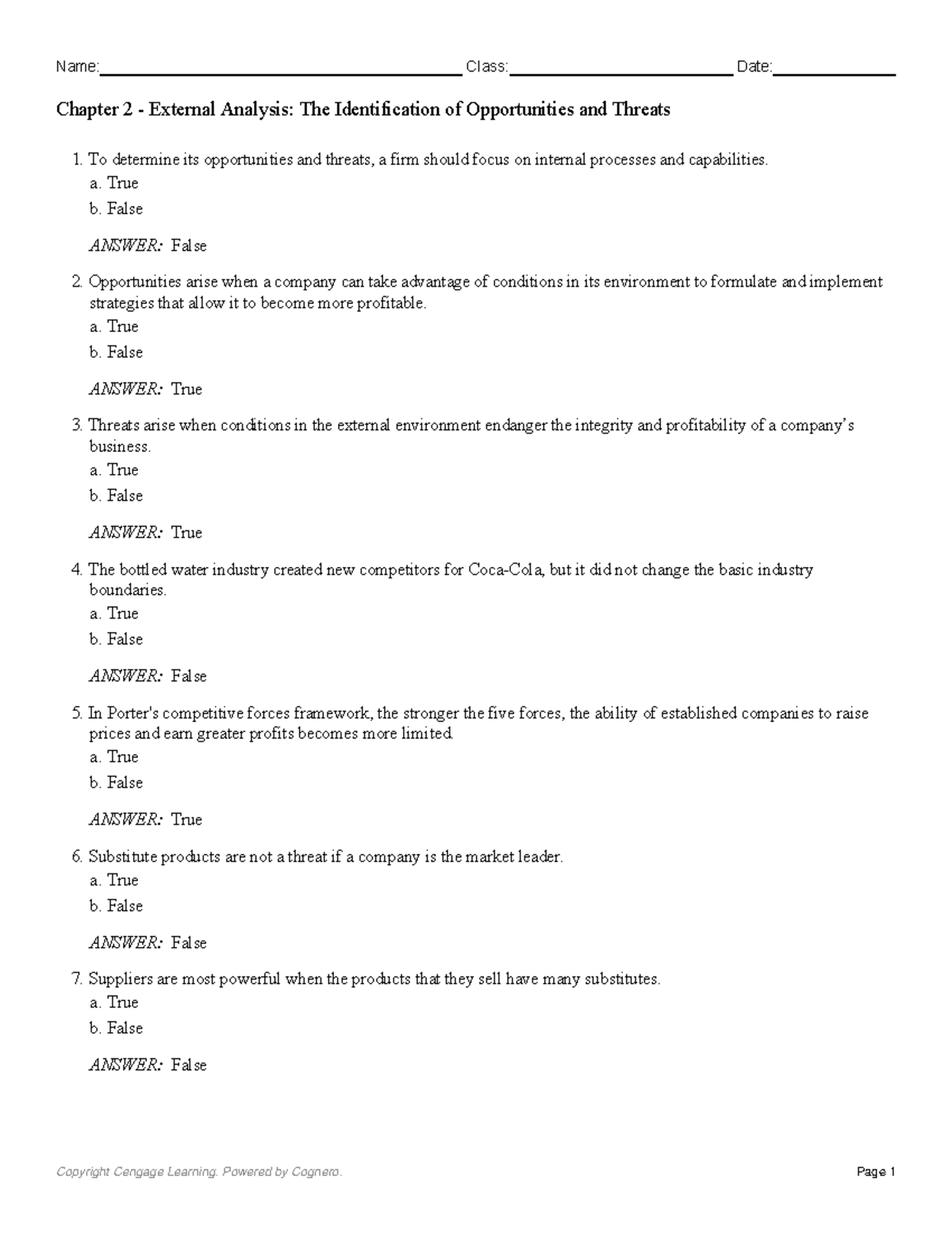 Test Bank for Strategic Management Theory An Integrated Approach 12th ...