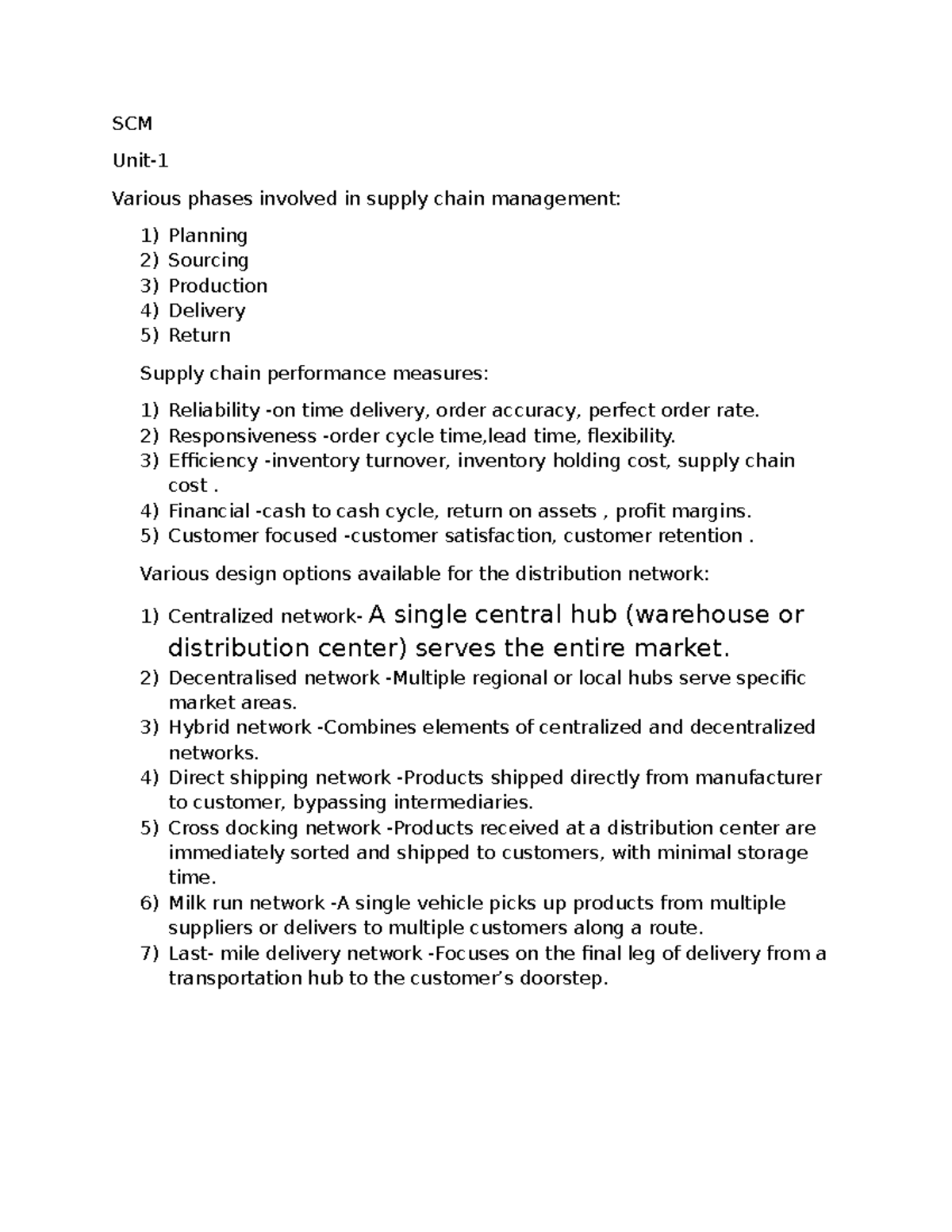 SCM - Supply chain management important questions - SCM Unit- Various ...