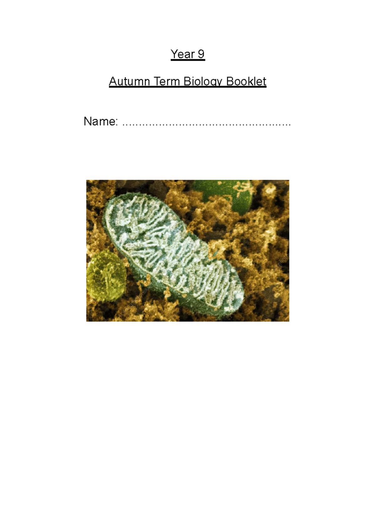 Year 9 Biology Autumn Term Final Booklet Overview - Studocu