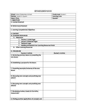 DLP ENGLISH 5 - Comprehensive Lesson Plan for Quarter 1 - Studocu