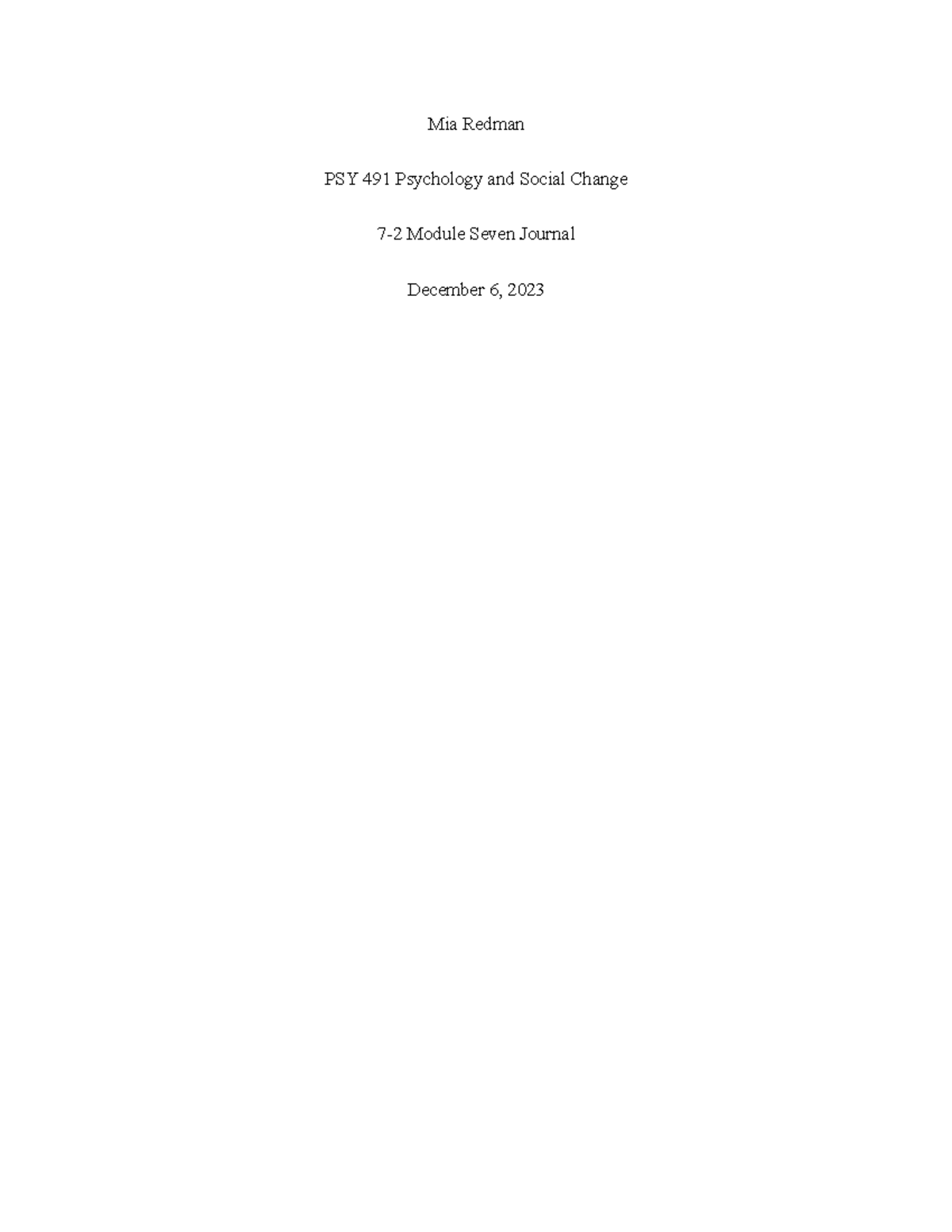 PSY 491 Module 7 Journal: Leadership Values and Style Analysis - Studocu