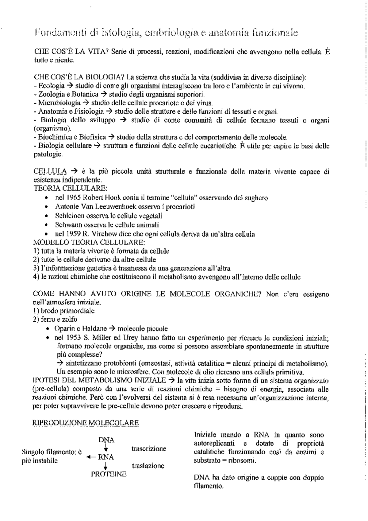 Appunti Istologia, Embriologia e Anatomia Funzionale - Fondamenti di ...