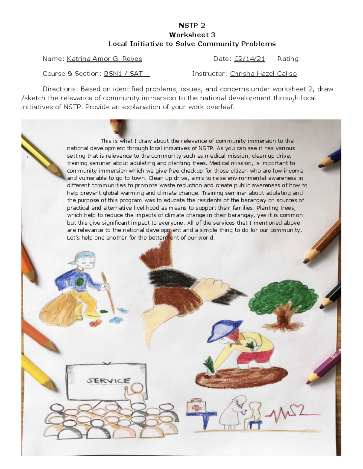 Reyes Worksheet 3 Local Initiative to solve - NSTP 2 Worksheet 3 Local ...