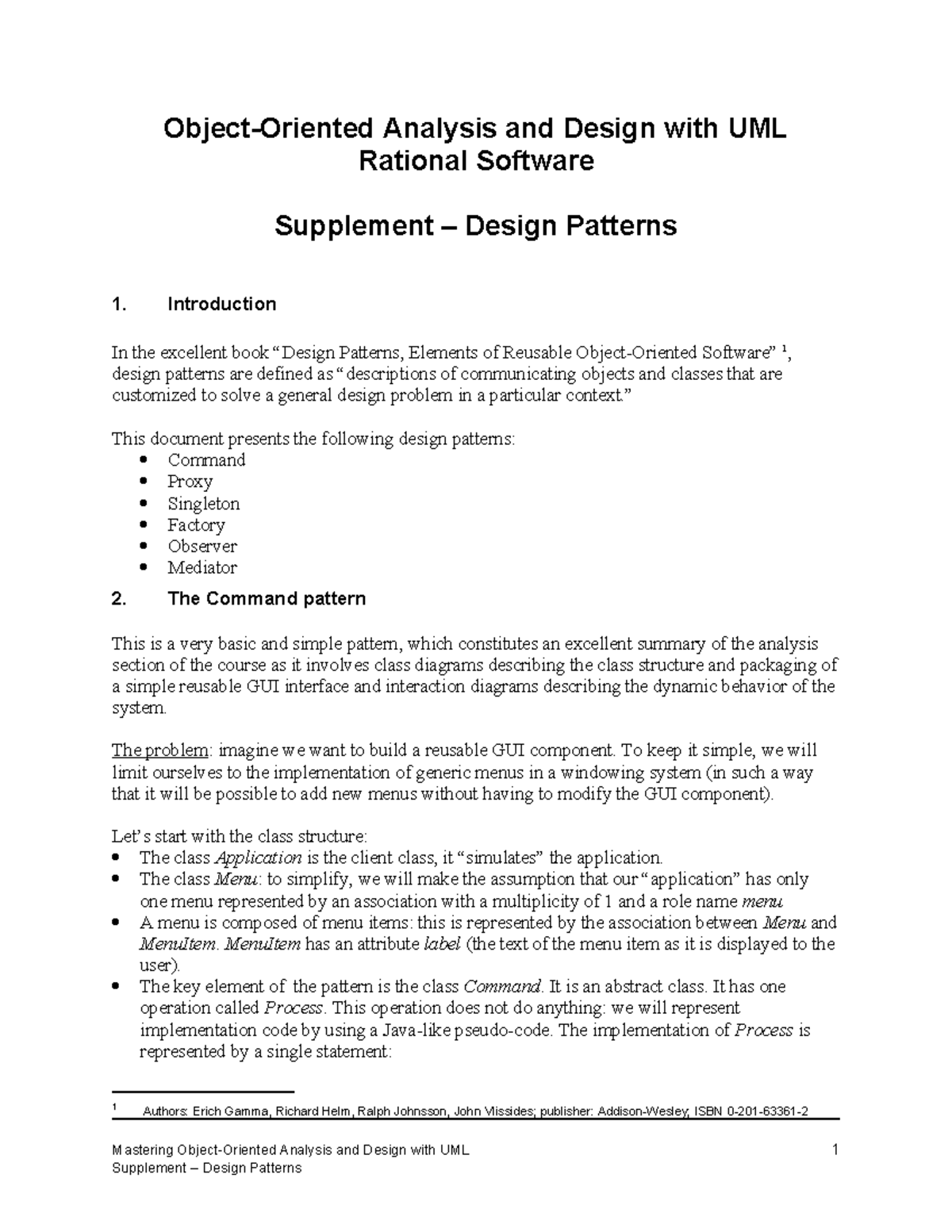 Slide Appendix S06 Design Patterns - Object-Oriented Analysis and Design with UML Rational ...