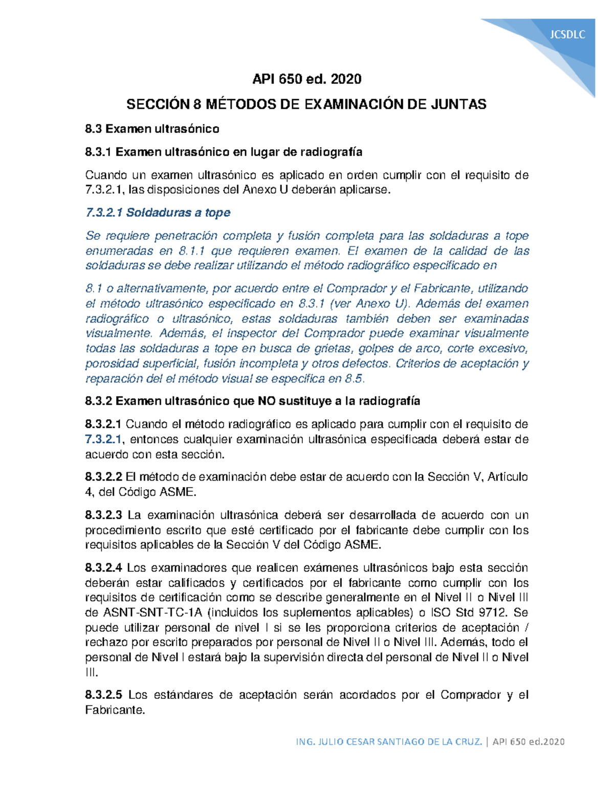Requerimientos de Inspección de Tanques en API 650 - Español - Studocu