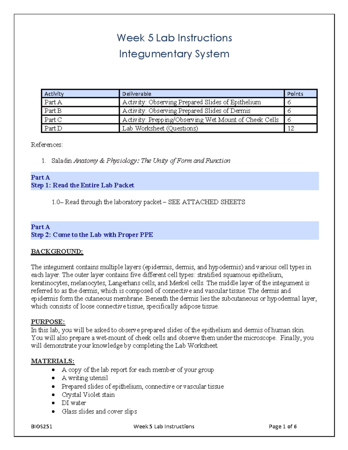 BIOS251 Week 5 Lab: Integumentary System Slide Observations - Studocu