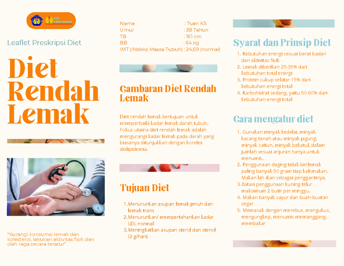 Leaflet Diet Rendah Lemak Kelompok 1 Dietetik - Studocu