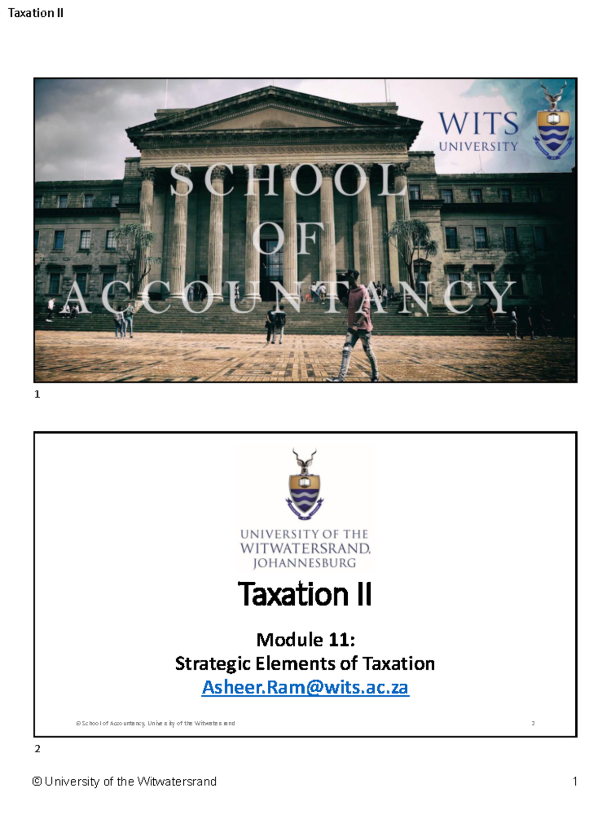 Taxation II: Strategic Elements of Taxation Overview 2024 - Studocu