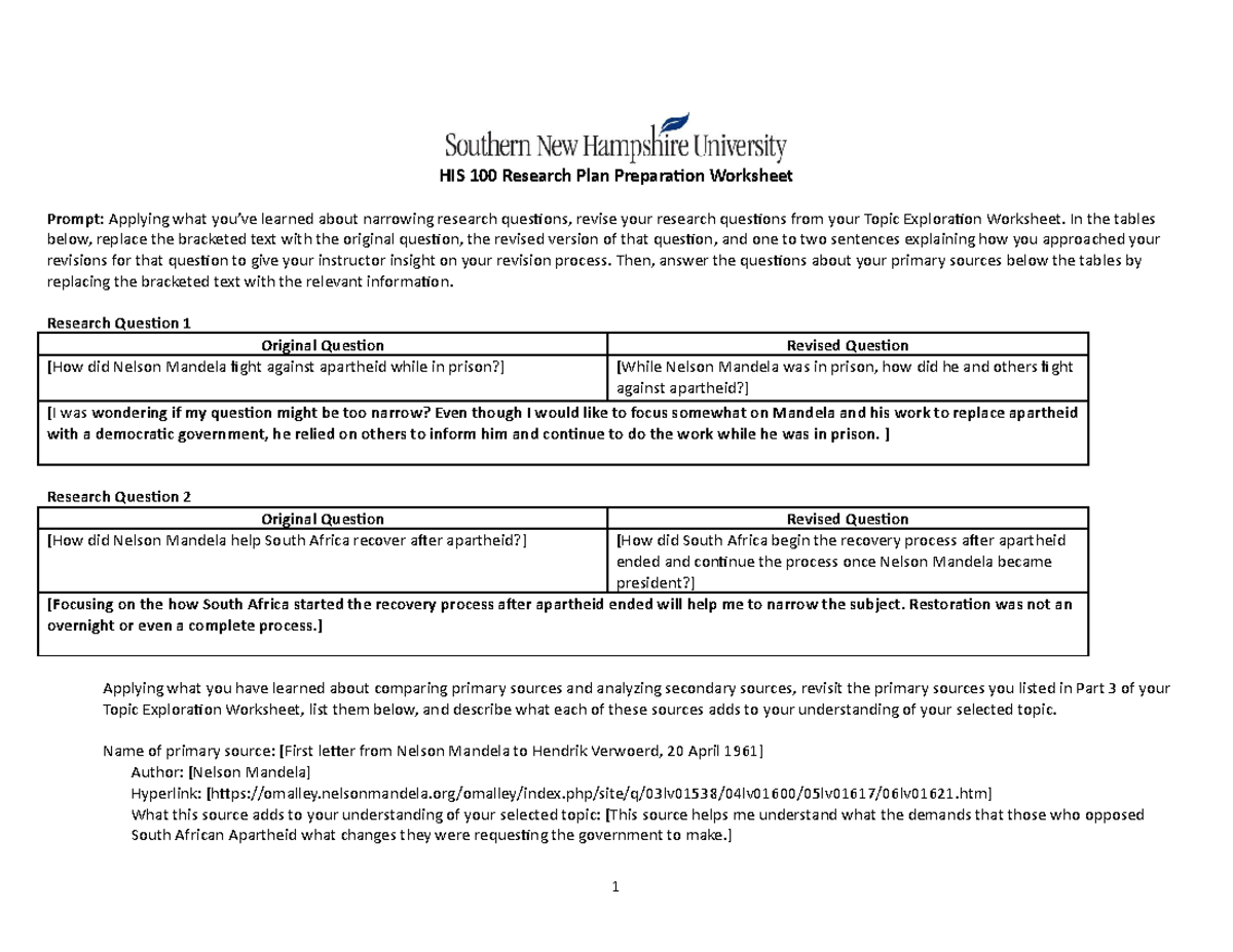 HIS+100+Research+Plan+Preparation+Worksheet - HIS 100 Research Plan ...