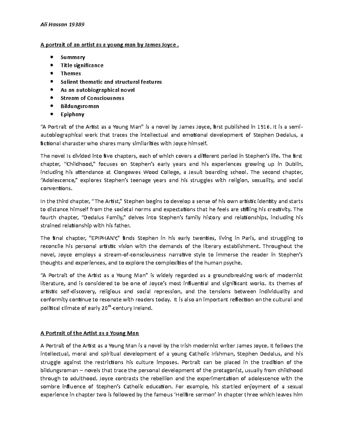 A Portrait of the Artist as a Young Man: Themes & Significance Analysis ...