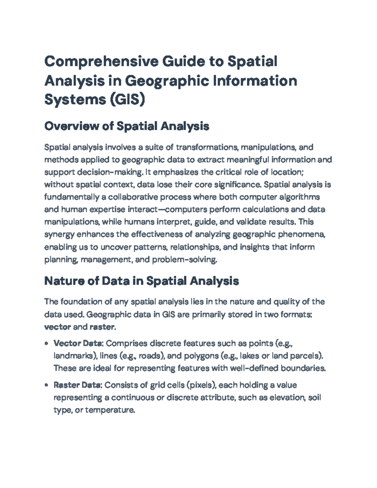 Comprehensive Guide to Spatial Analysis in GIS (Final Exam Notes) - Studocu