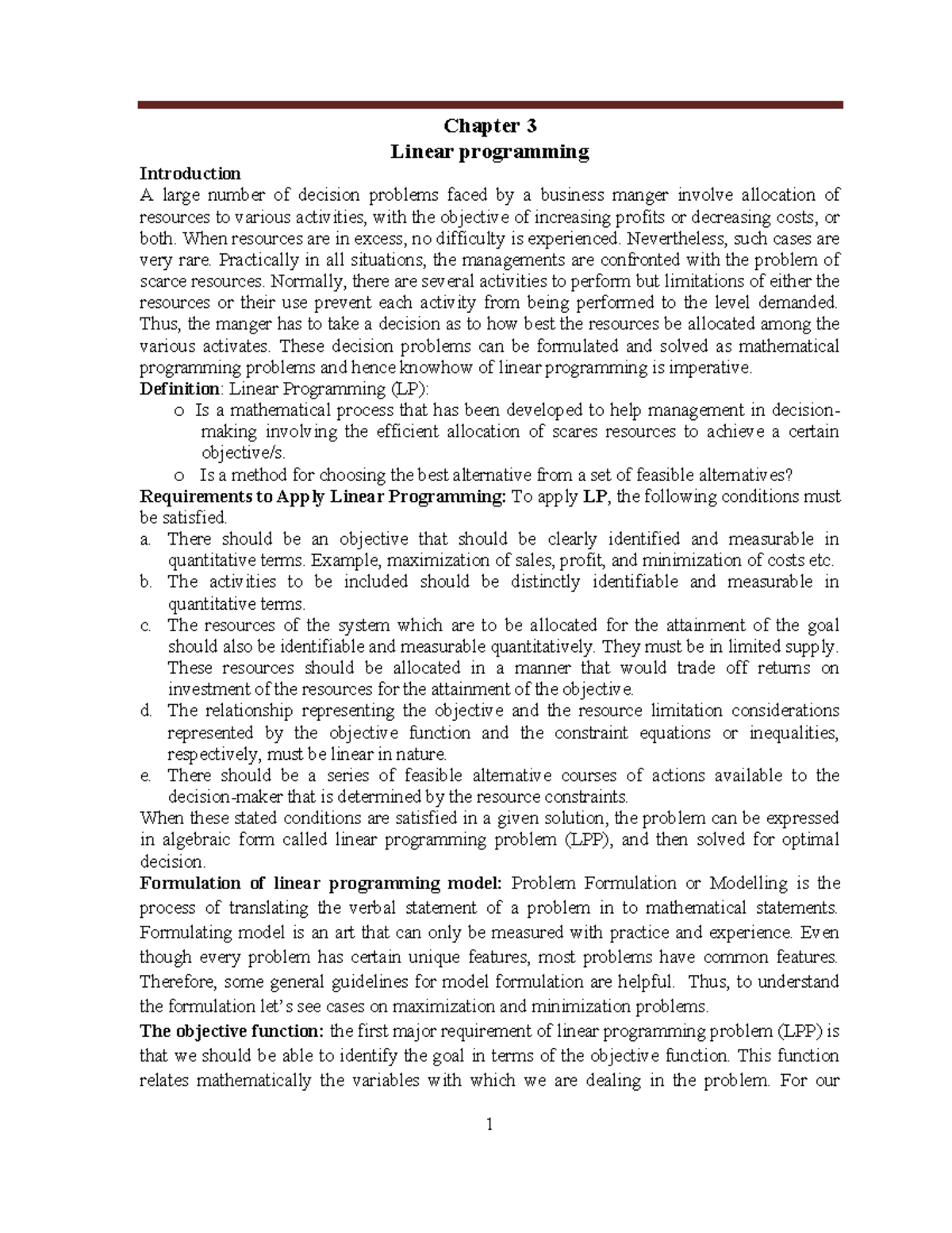 Chapter 3: Introduction to Linear Programming in Business Mathematics ...