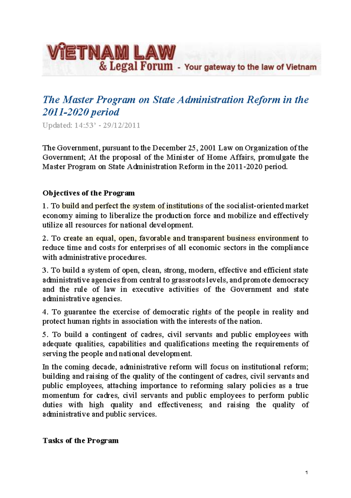 Case Study 4.1: Master Program on State Administration Reform - Studocu