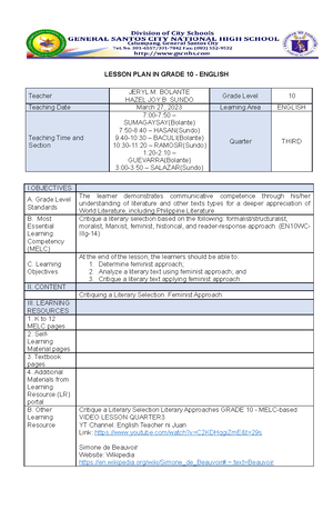 LP- Descriptive AND Normative - LESSON PLAN IN ENGLISH 9 Teacher ...