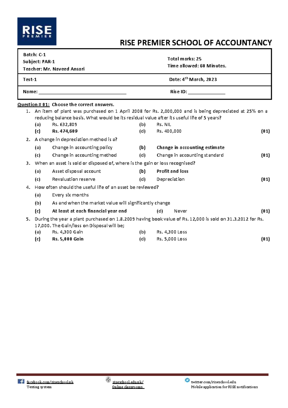 All Tests Solutions - FAR-1 Batch C-1 Notes - Studocu