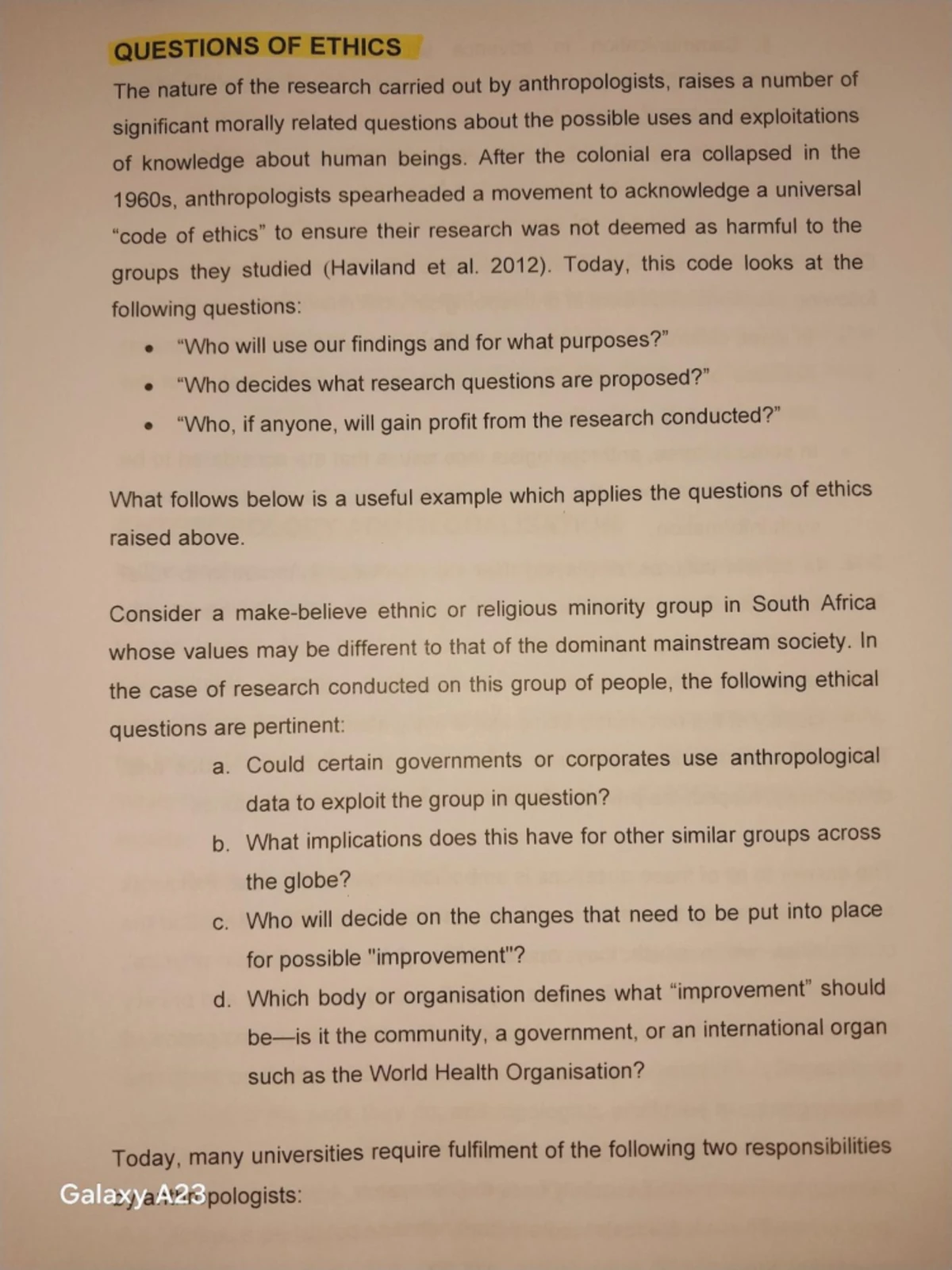 Ethical Perspectives in Anthro Research & Globalization Impacts - Studocu