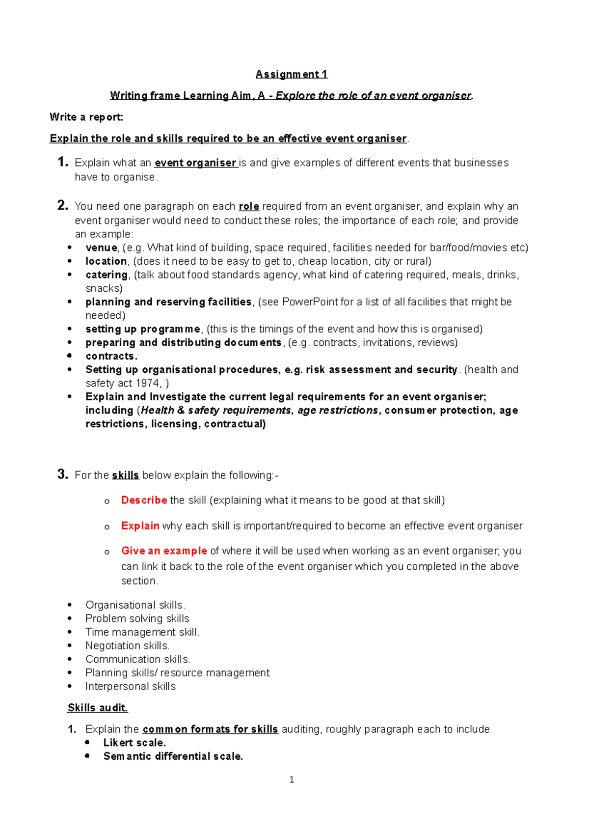 Assignment 1 Helpsheet - Assignment 1 Writing frame Learning Aim, A ...