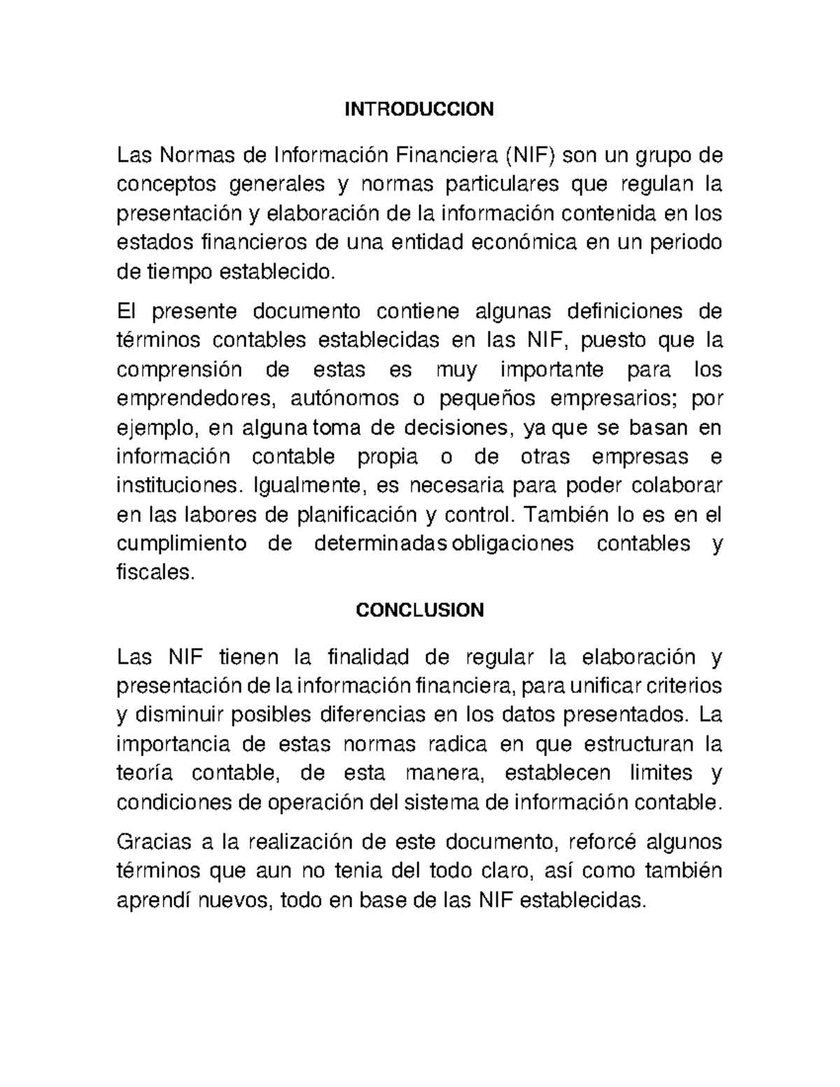 NIF Contabilidad - INTRODUCCION Las Normas de Información Financiera ...