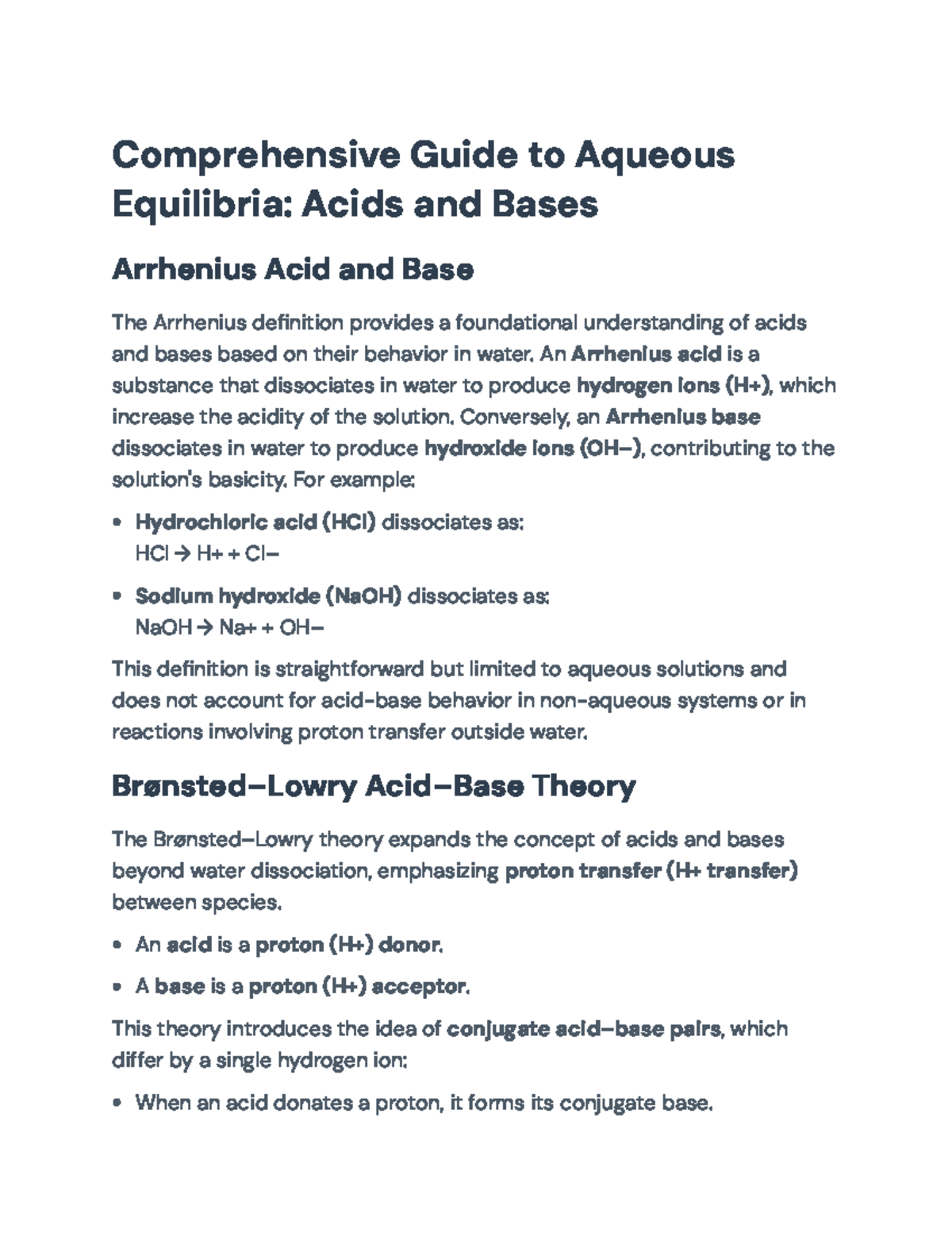 Aqueous Equilibria: Understanding Acids and Bases (CHEM 101) - Studocu