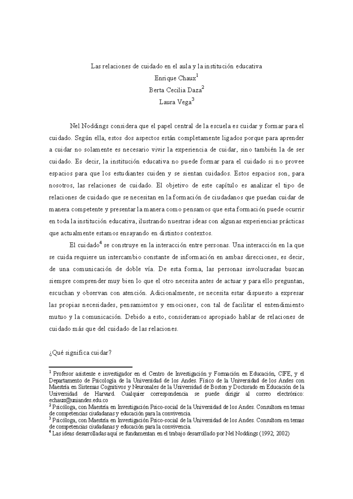 Relaciones de Cuidado en el Aula: Teoría y Práctica Educativa (EDU-101 ...