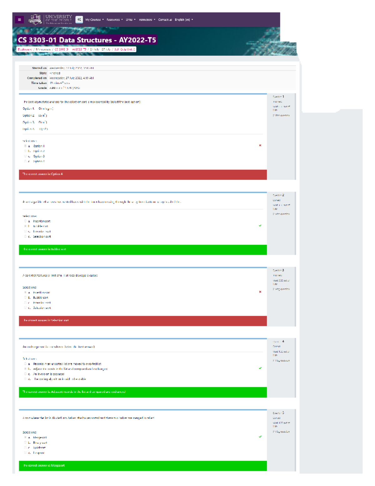 Cs3303 Self-Quiz: Data Structures Unit 6 Review - Studocu