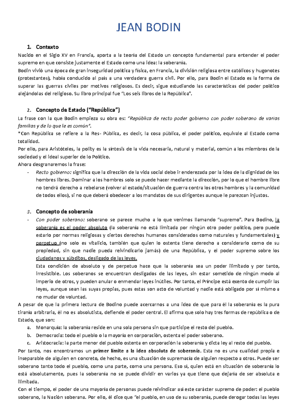 Ciencia Política I: Teoría del Estado y Soberanía según Jean Bodin ...