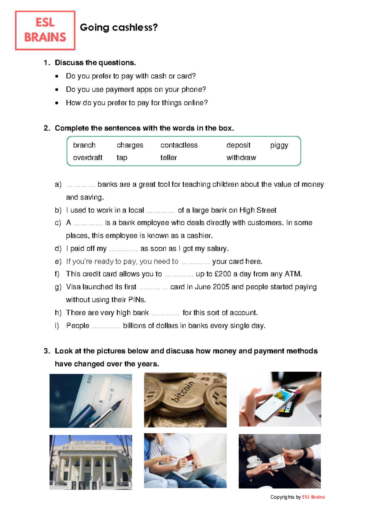 ESL Brains Going Cashless: Payment Methods & Their Impact SV 2008 1 - Studocu