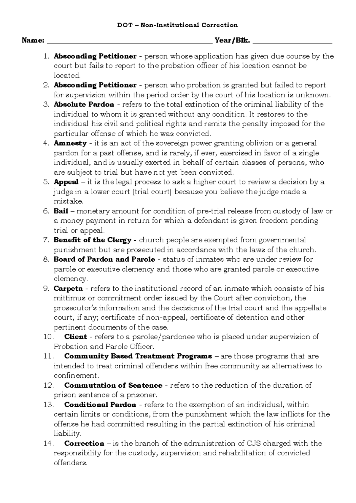 DOT-CA2-A - Non-Institutional Corrections Review Material - Studocu