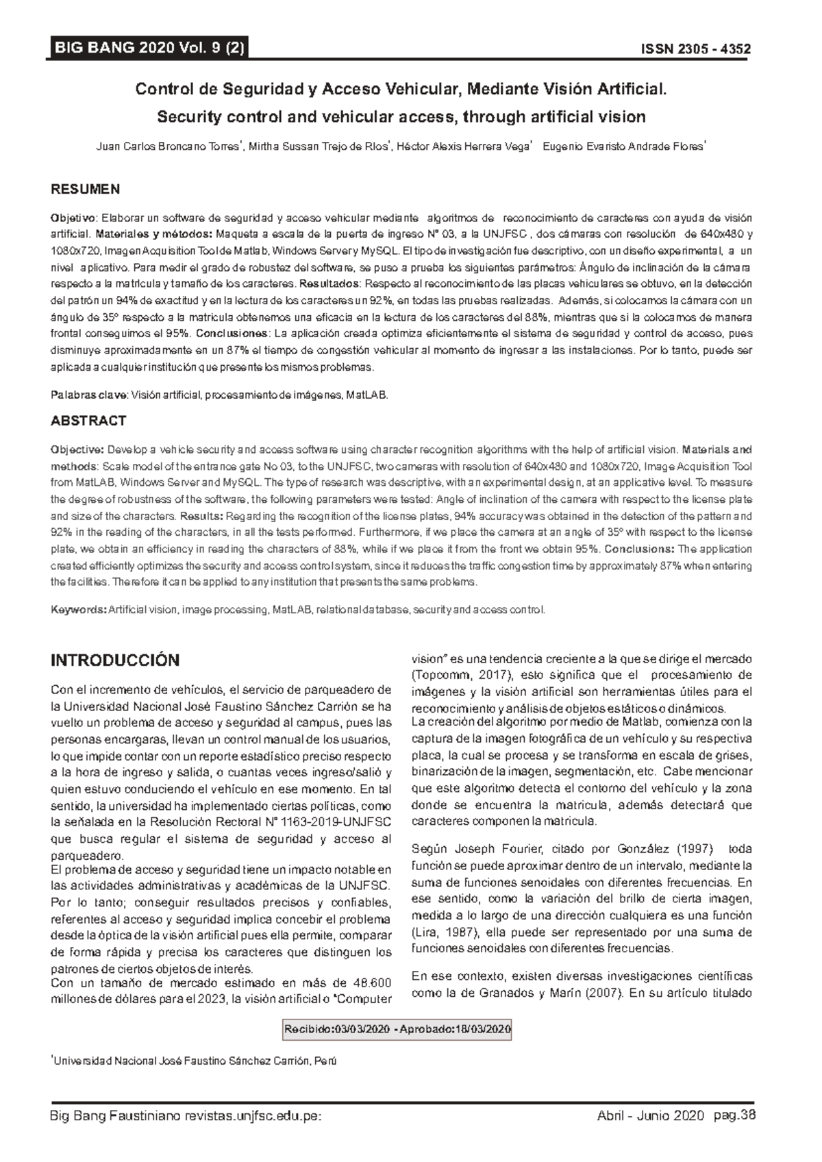 Desarrollo de Software de Seguridad y Acceso Vehicular con Visión ...