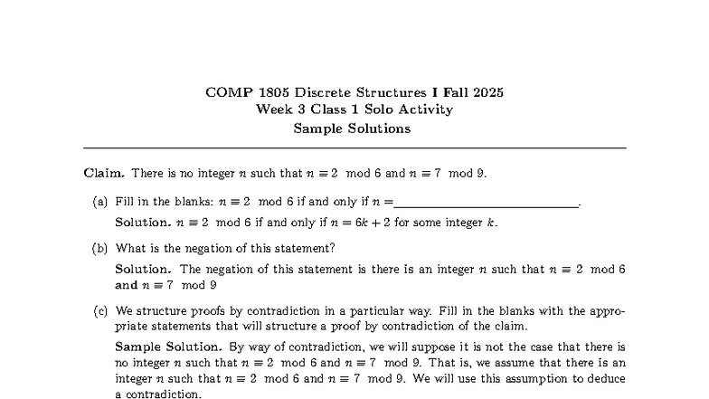 COMP 1805 Discrete Structures I Fall 2025 Week 3 Solo Activity ...