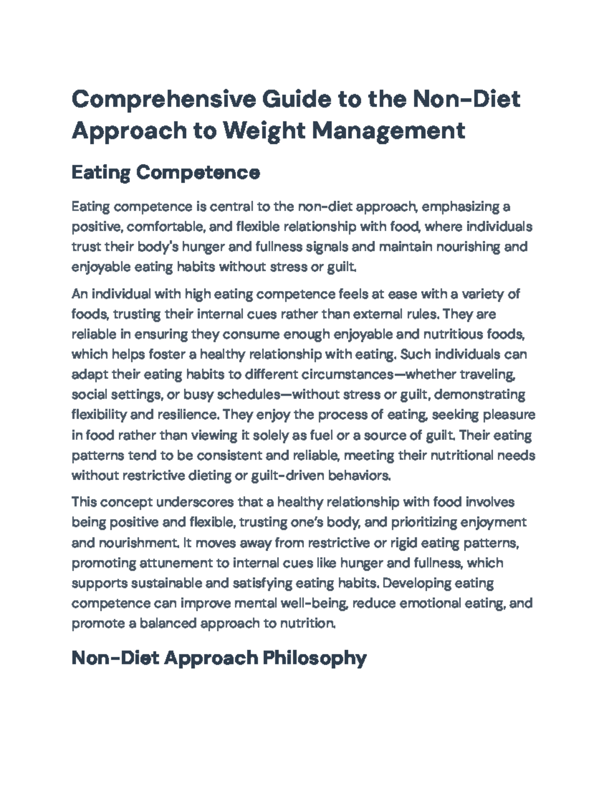 Comprehensive Guide to the Non-Diet Approach for Weight Management ...