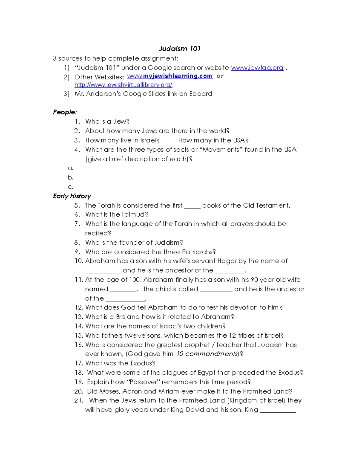 Judaism 101 - Study Guide for Course ID: 101 - Studocu