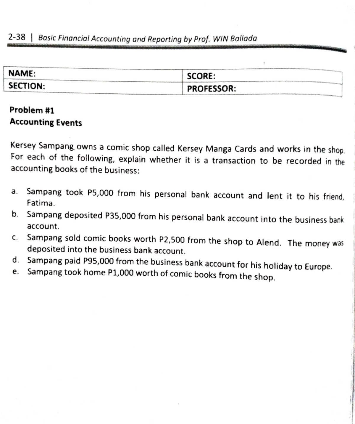 Financial Accounting and Reporting Problems Overview (ACC101) - Studocu