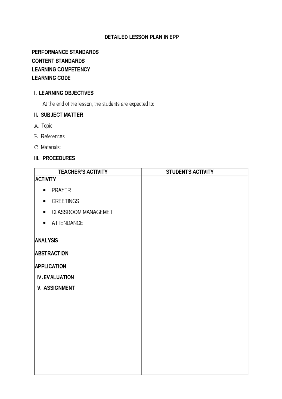 Detailed- Lesson-PLAN-IN-EPP (111Lp - Social Science - DETAILED LESSON ...