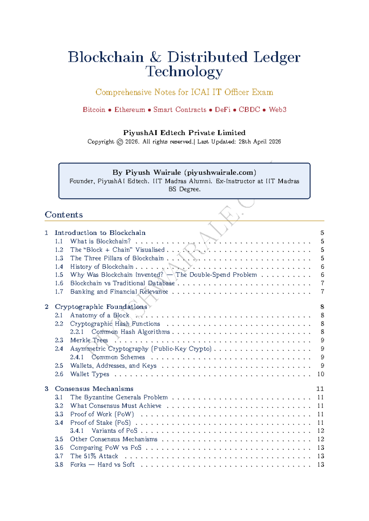 Blockchain Distributed Ledger Technology Notes for ICAI IT Officer Exam ...