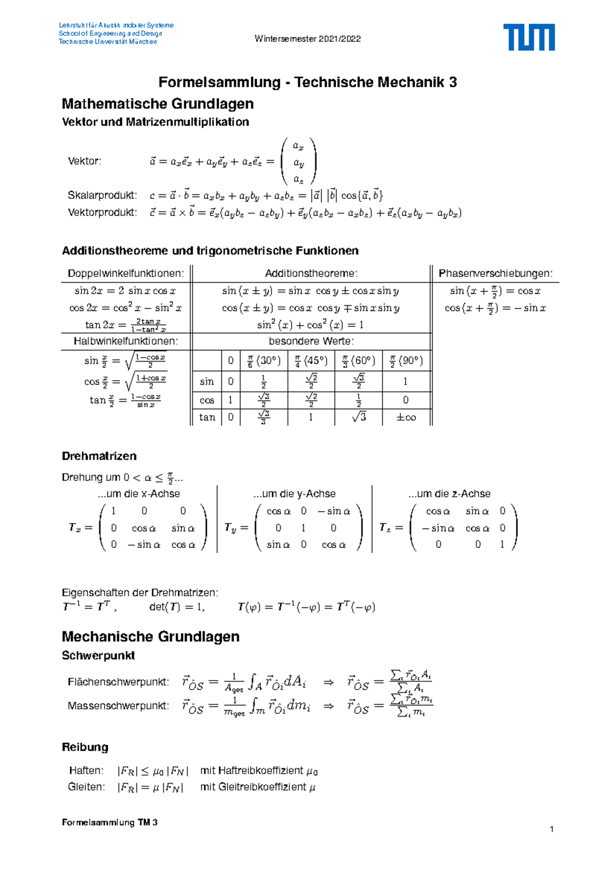 TM3 Formelsammlung - TM3 FS - Wintersemester 2021/ Formelsammlung ...