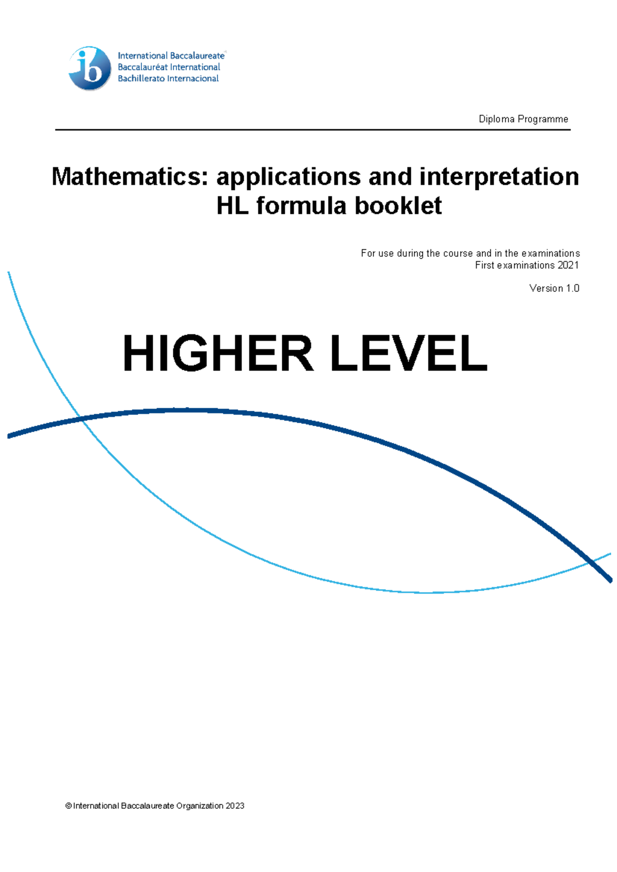 Math Formula Booklet for Higher Level (HL) - IB DP - Studocu