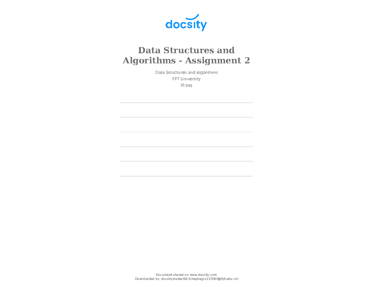 Data Structures and Algorithms Assignment 2 - GCS 210040 - Studocu