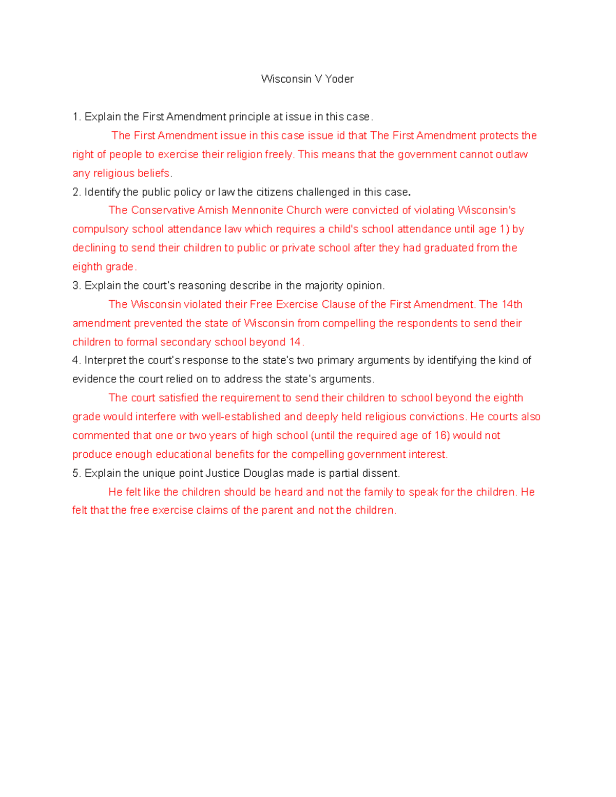 Wisconsin V Yoder: First Amendment & Religious Freedom Case Analysis ...