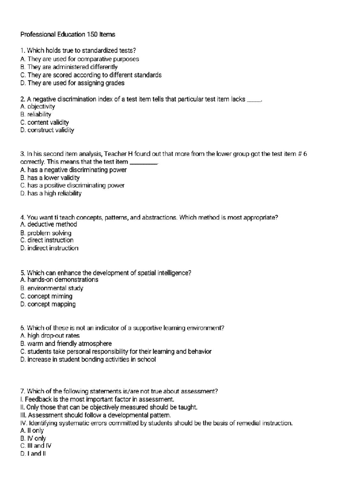 PROF ED 150: Comprehensive Review Questions for Educators - Studocu