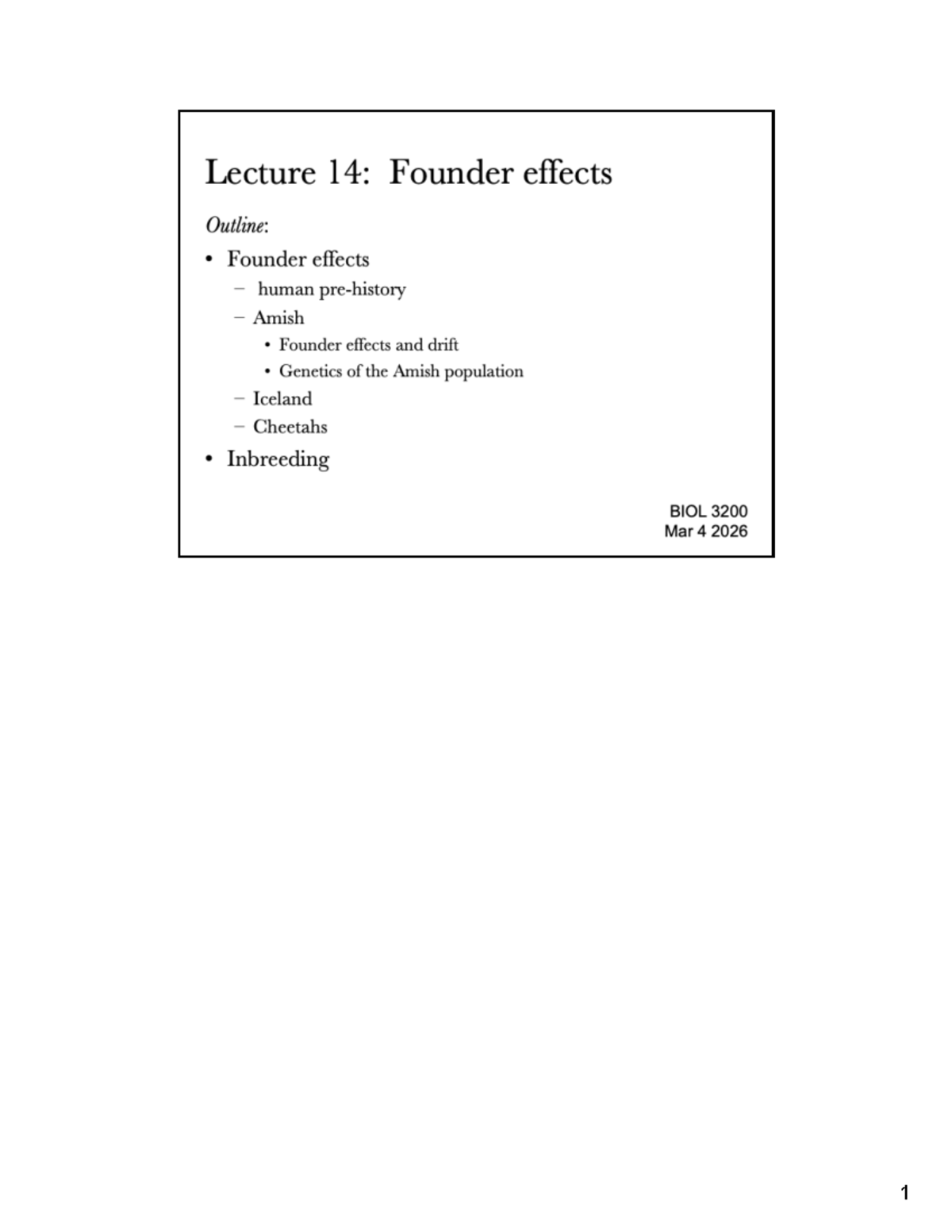 Lecture Notes on Genetic Drift and Founder Effects - Studocu
