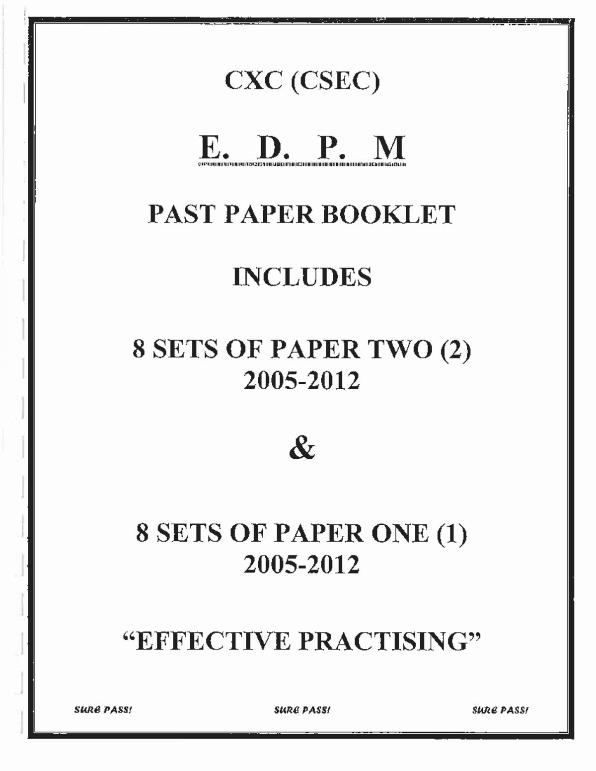 CXC CSEC EDPM Past Paper Booklet Highlights (2005-2012) - Studocu
